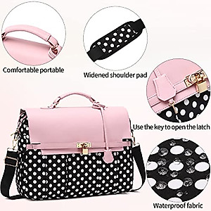SHENHU Women's Laptop Bag,15.6 Inch Computer Briefcase Lightweight Cute Girls Messenger Bag Shoulder Carry Work Bag Ladies Office Travel Bag School Pink Dot