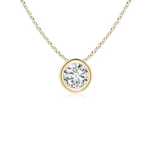 Angara Natural Diamond Solitaire Pendant Necklace for Women in 14K Yellow Gold (Grade-HSI2 | 4.1mm) April Birthstone Jewelry Gift for Women | Birthday | Wedding | Anniversary