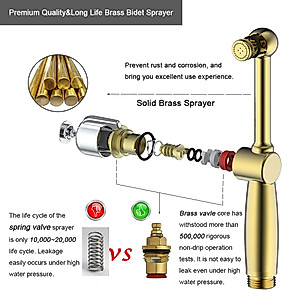 Bidet Sprayer for Toilet,Handheld Bidet Toilet Water Sprayer,Cloth Diaper Bathroom Bidet Attachment Sprayer Set with Jet Spray Adjustable Rose Gold Solid Brass for Personal Hygiene