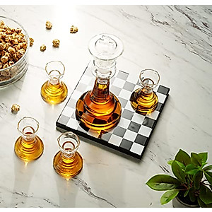 Godinger Whiskey Decanter and Whiskey Glasses Shot Glasses Set, Chess Decanter Set, King Liquor Decanter, Whiskey Gift Sets