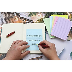 (8 Pack) Lined Sticky Notes 4X6 in, Pastel Ruled Post Stickies Colorful, Super Sticking Power Memo Post Stickies Big Square Sticky Notes for Office, Home, School, Meeting, 40 Sheets/pad