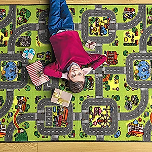 Maxsoft Kids Rug, Car Carpet Play Mat for Kids, City Road Rug for Boys Toddler, Children Educational Road Traffic System Playmat for Playroom Track Game Safe Area(3 x 5 Feet)