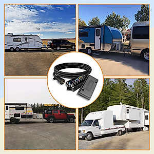 CircleRoad 7 Way Trailer Cord 8 Feet with 7 Gang Junction Box Kit, 7 Way Trailer Wiring Harness Kit and Trailer Breakaway Kit, 12V Emergency Breakaway Switch and Plug Holder, Waterproof, Dustproof