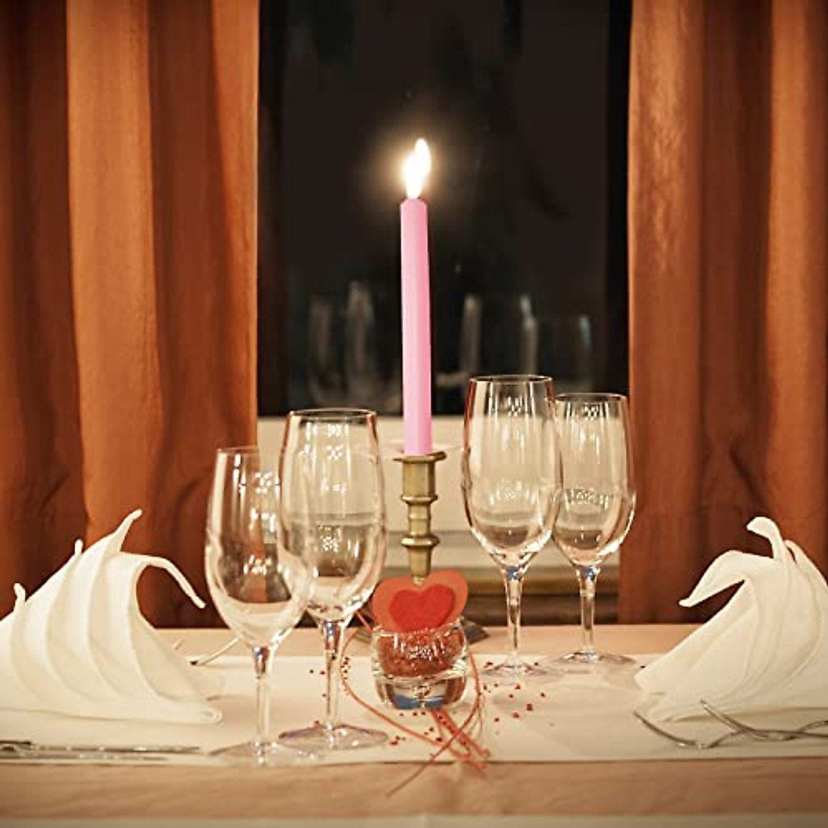 12 Pack Pink Tall Taper Candles 10 inch Long Stick Candles, TWUTGAYW Smokeless Unscented Dinner Candle, 6 Hour Burn Time Dripless Tapered Candles for Candlesticks Christmas Thanksgiving Home Decor