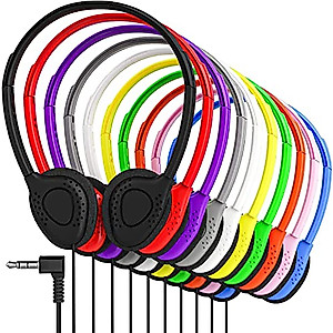 Maeline Bulk On-Ear Headphones with 3.5 mm Headphone Plug - 10 Pack - Multi
