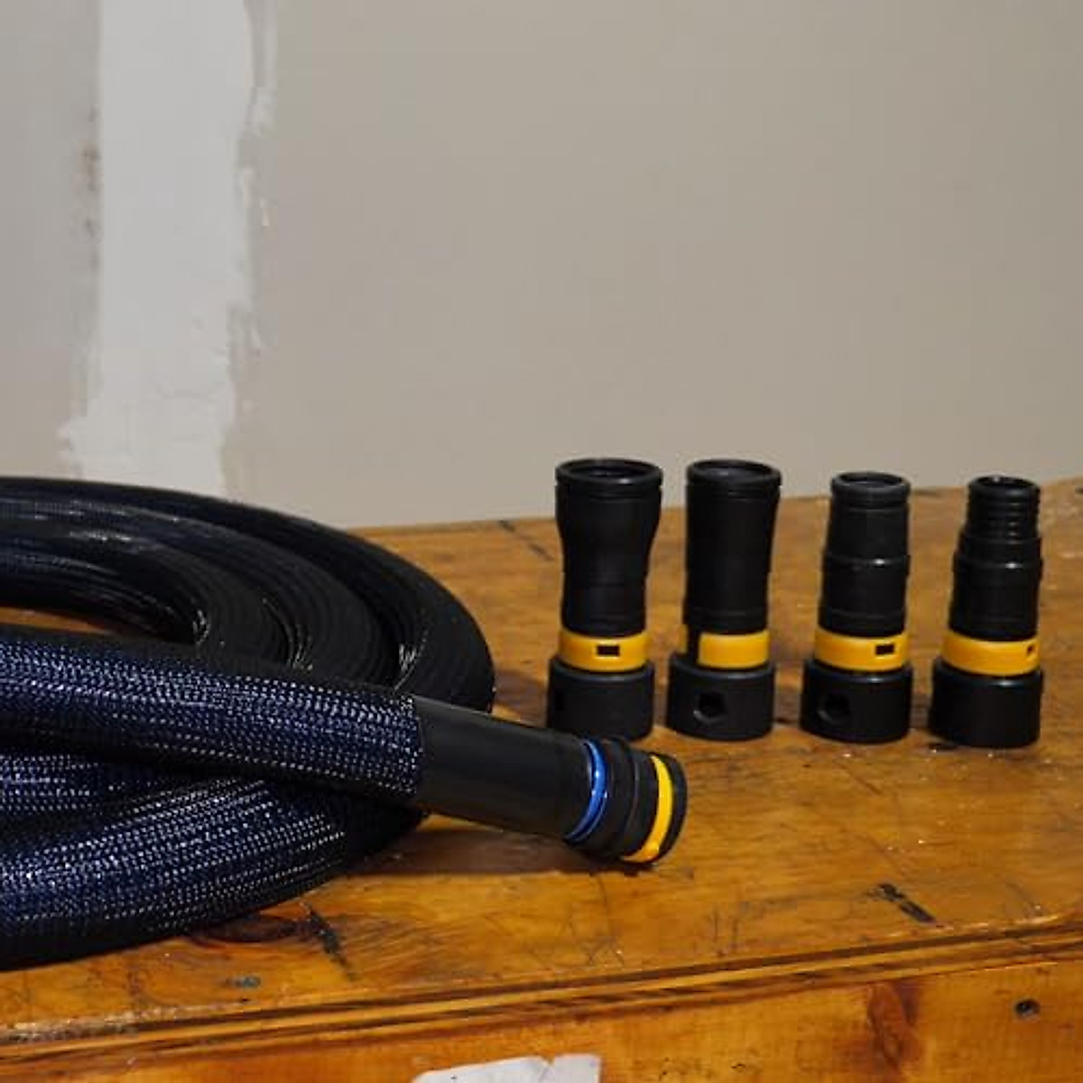 Cen-Tec Systems 95545 Antistatic Vacuum Shop Vacs with Expanded Multi-Brand Power Tool Adapter Set, 10 Ft. Hose with Protective Sleeve, Blue