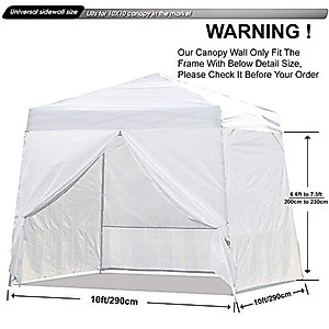 ABCCANOPY Slant Leg Side Wall 10x10ft basa/8x8ft top, White (4 Walls Only, NOT Including Frame and Top)