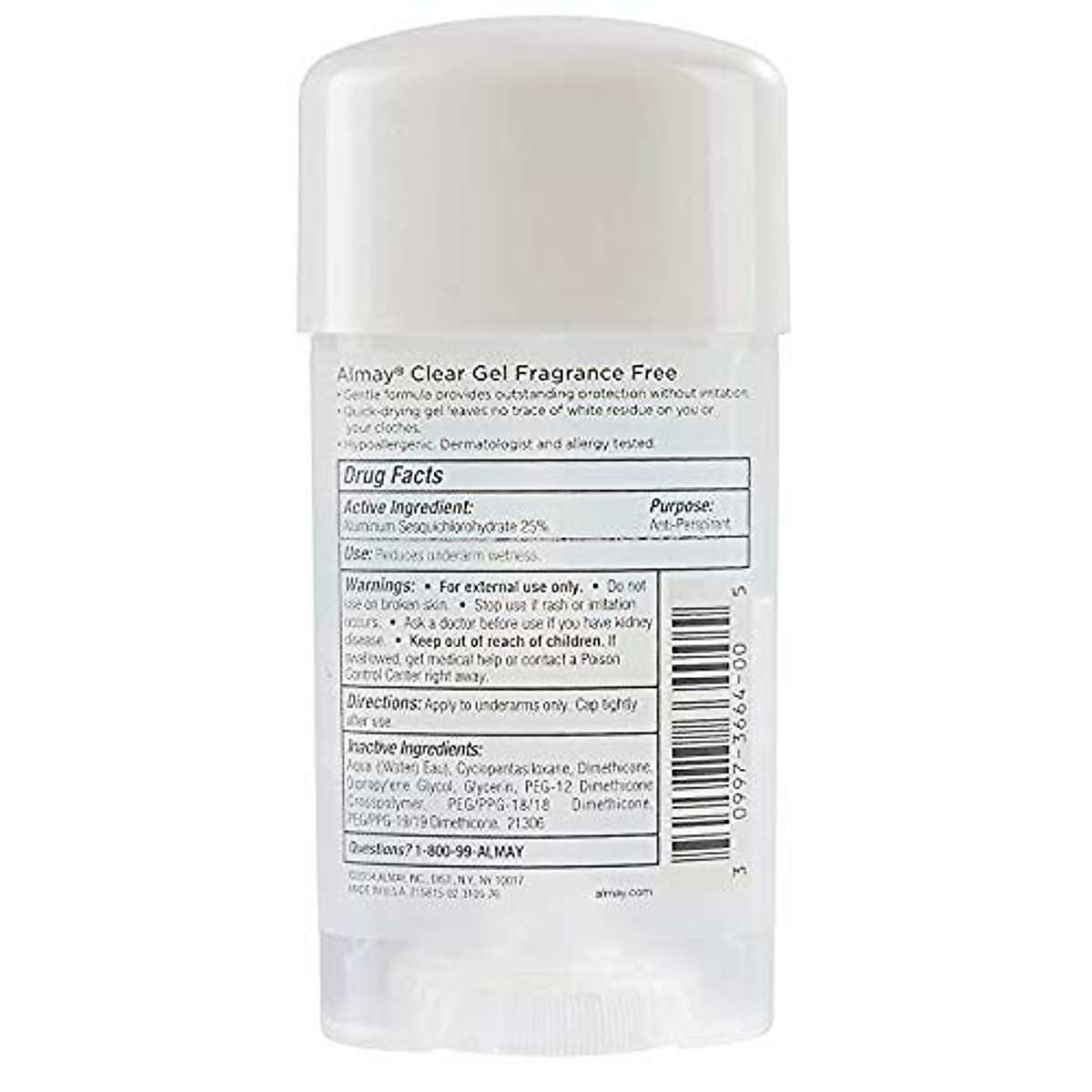 Almay Sensitive Skin, Clear Gel Fragrance Free - 2.25 oz, (Pack of 6)