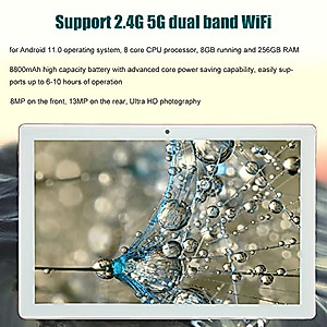 10.0 Inch Tablet 11.0 8 Core CPU Front 8MP Rear 13MP 8GB 256GB Call Tablet 100-240V 1920x1200 to Rotate (EU Plug)