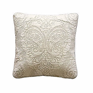 Brandream 5Pcs Beige Paisley Quilted Comforter Set King Size Bed Quilt Set Cotton Bedspread Coverlet Set