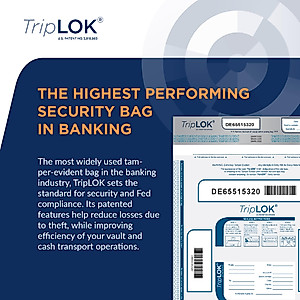 ControlTek TripLok 9" x 12", White with Pocket, 100 Bags, Tamper-Evident Deposit Bags for Cash Handling & Valuables, Moisture, Heat and Cold Sensitive Ink, Tear-off receipt + Large Barcodes 585036