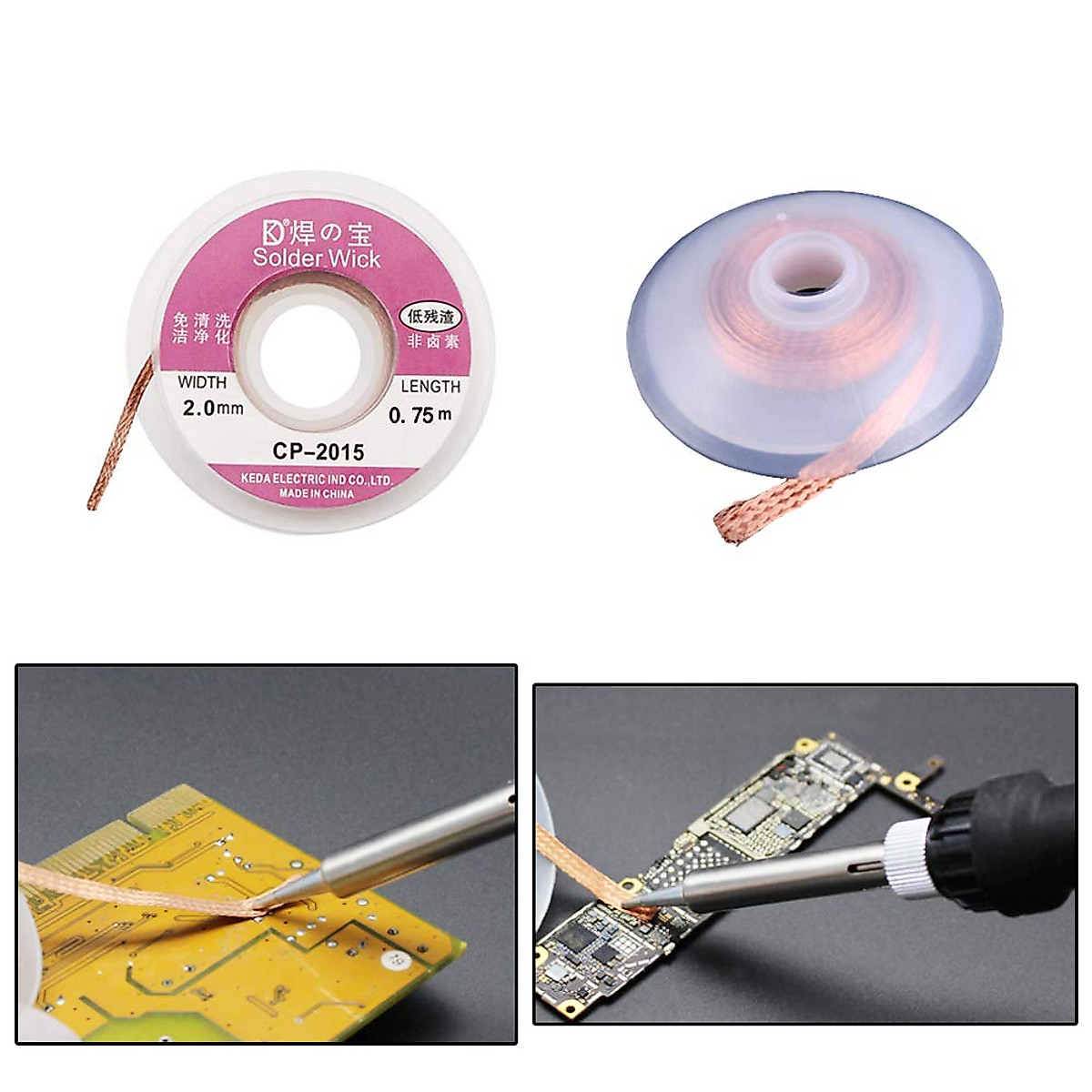 4-in-1 welding tool set, soldering iron tip cleaner + 0.6mm solder wire (1.76 oz / 50 g) + Rosin Solder Flux Paste (0.35 oz / 10 g), no-clean soldering core (2.0mm, 29.5 inches)