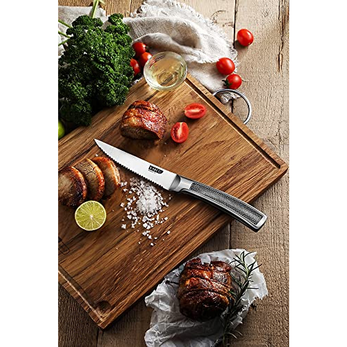 Knife Set, 14-Piece German Steel Kitchen Knife Block Sets with Built-in Sharpener, Rotating Block