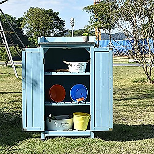 MUWIZ Outdoor Storage Shed, Storage Shed and Tool Shed Garden Storage Shed Small 3 Tier Fir Wood Locker Patio Tool Locker Locker Tool Locker Lawn Care Equipment