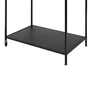 Outdoor Grill Cart, Stainless Steel Double-Shelf Movable Dining Cart Outdoor BBQ Food Preparation Table Kitchen Picnic Worktable for Backyard Grilling, BBQ, Party (Black)