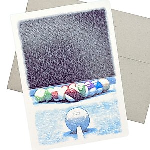 Billiards Birthday Card (5X7 Inches and Blank Inside) also for Miss You or Party Invidation for Pool Players - 112