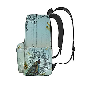 Nmbvcxz Peacock Backpack for Women 17 inch Travel Casual Laptop Backpack Lightweight Waterproof Durable Hiking Daypack