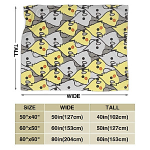 DIYAB Too Many Cockatiel Throw Blanket Micro Plush All Season Fleece TV Blanket for Bed or Couch 50 x 40 Inch/127 x 102 cm