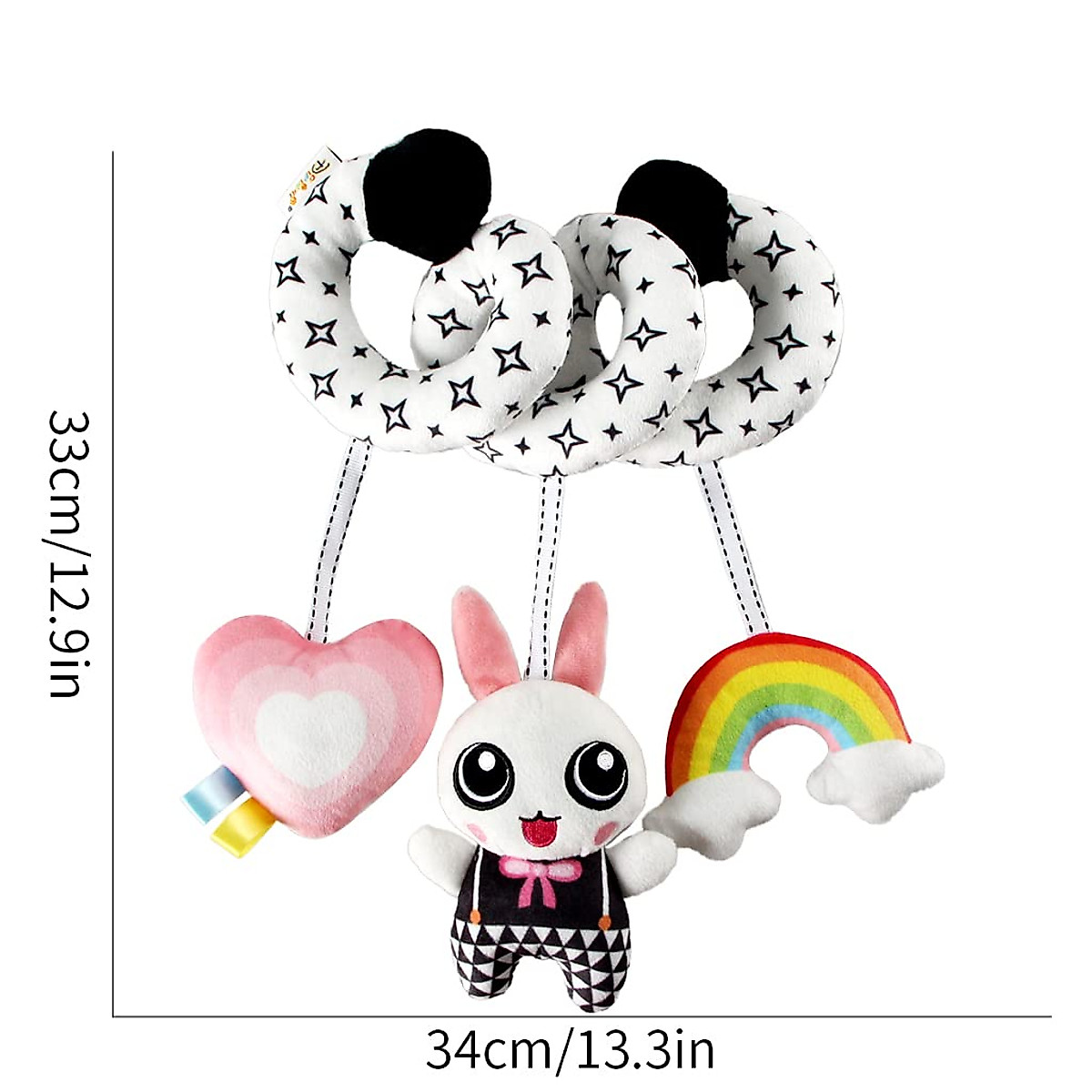 AIPINQI Spiral Stroller Toys, Infants Baby Car Seat Toys Comfortable Pram Crib Plush Toy for Boys Girls Spiral Hanging Toys for Car Seat,Rabbit