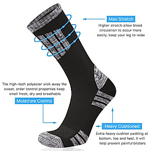 COOVAN Mens Hiking Socks Crew Outdoor Socks 5 Pairs Moisture Wicking Cushioned Athletic Boot Socks