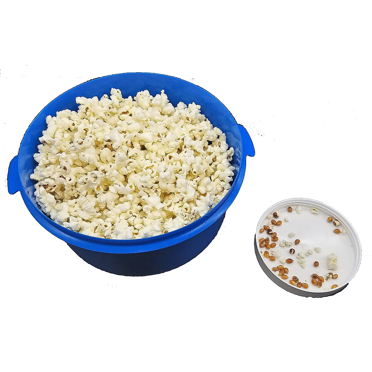 Kernel Catcher Popcorn Bowl-- Dentist Invented, Dishwasher Safe, Recycled Material (Blue)