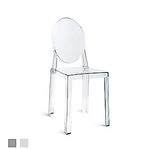 2xhome Louis Large Transparent Vanity Mid Century Ghost Chair, Clear