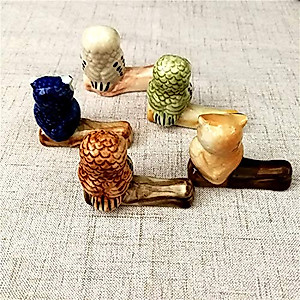 JARPSIRY 5 Pcs Cute Ceramic Owl Chopsticks Rest, Knife Spoon Fork Stand Culery Holder Paint Brush Rack Home Kitchen Restarant Tool