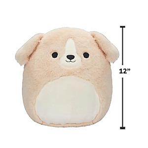 Squishmallows Rare Fuzz-a-Mallows 12-Inch Stevon The Golden Retriever Dog Puppy Plush - Add Stevon to Your Squad, Ultrasoft Stuffed Animal Large Plush Toy, Official Kellytoy Plush, Black