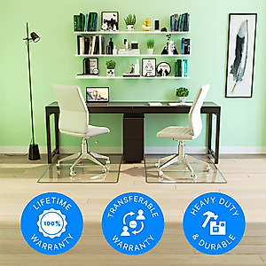 Premium Glass - Carpet Chair Mat 36" x 48" Standard Clear Сhairmat - Heavy Duty Floor Desk Mat for Carpeted and Hardwood Floors - Thick Tempered Glass Home/Office Floor Protector