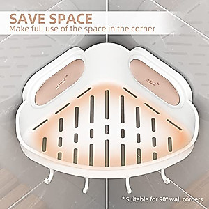 TAILINK Corner Shower Caddy Suction Cup 2 Packs One Second Installation,Bathroom Shower Shelf No Drilling Waterproof, Suction Shower Basket Removable Shower rack for Kitchen - White
