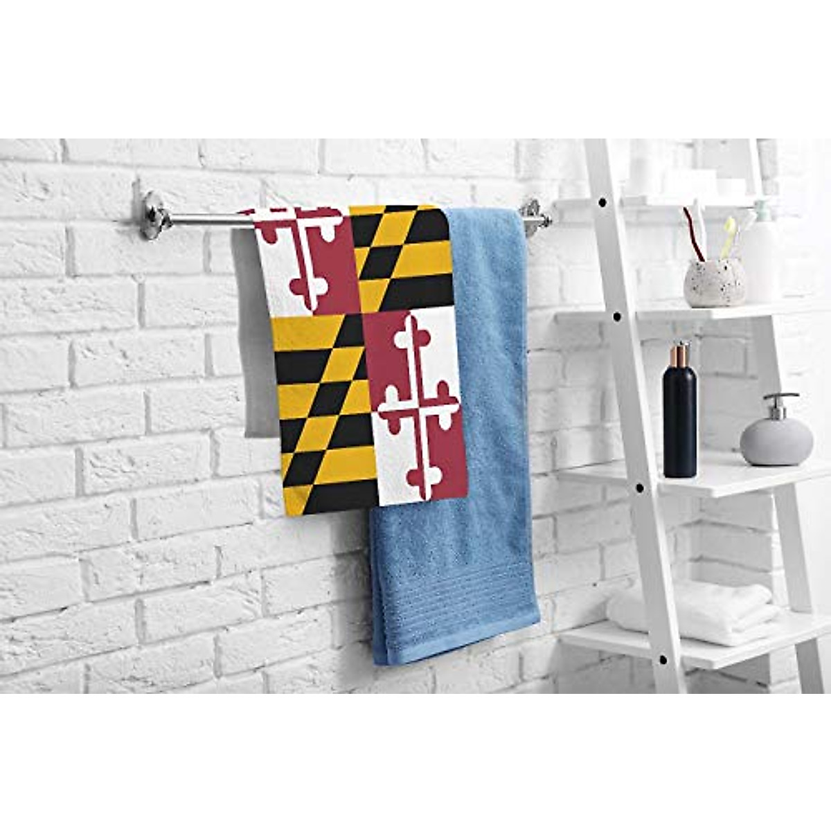 oFloral Maryland Flag Hand Towels Cotton Washcloths,American State Patriotic Flag Comfortable Super-Absorbent Soft Towels for Bathroom Beach Kitchen Spa Gym Yoga Face Towel 15X30 Inch