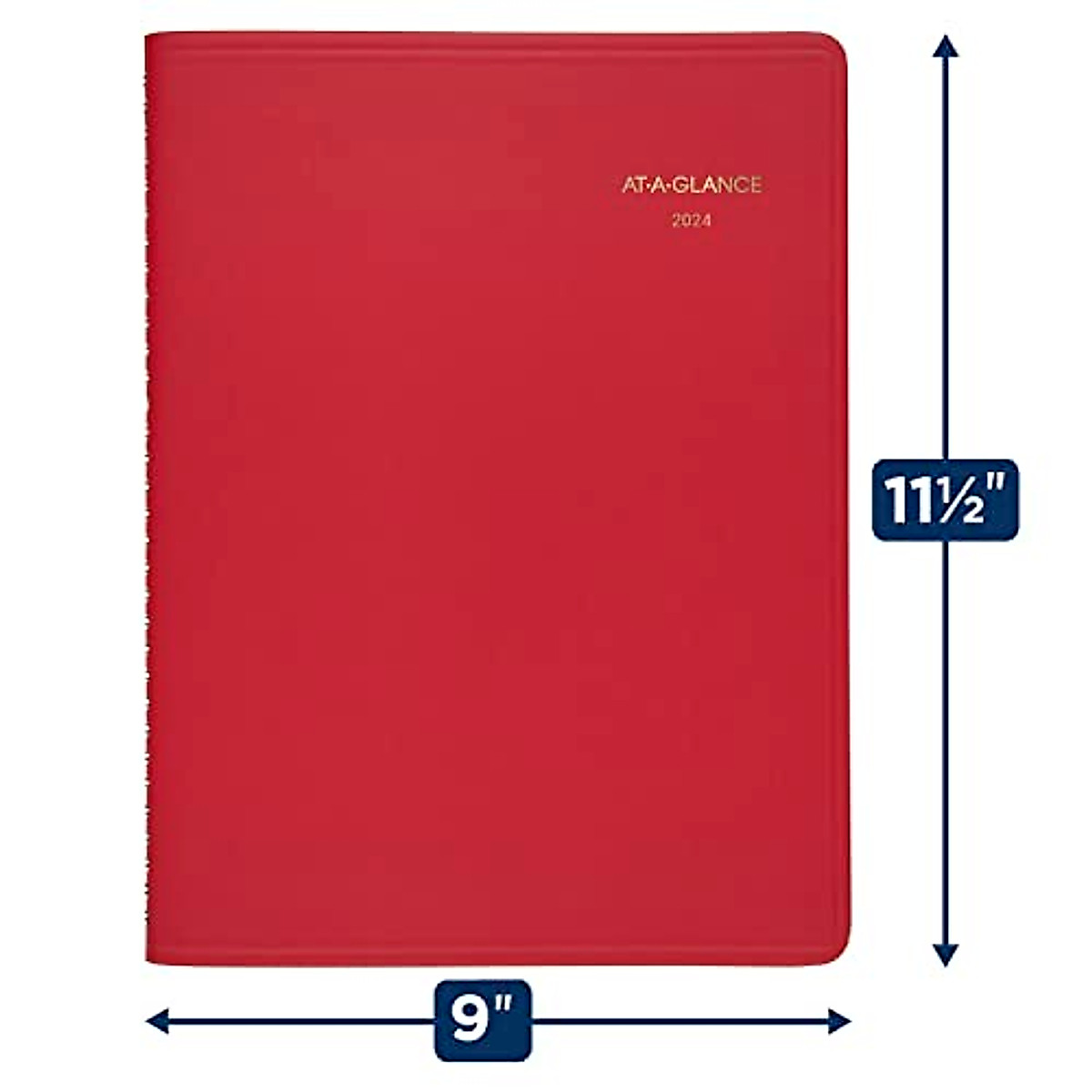 AT-A-GLANCE 2024 Weekly Planner, Quarter-Hourly Appointment Book, 8-1/4" x 11", Large, Red (709401324)