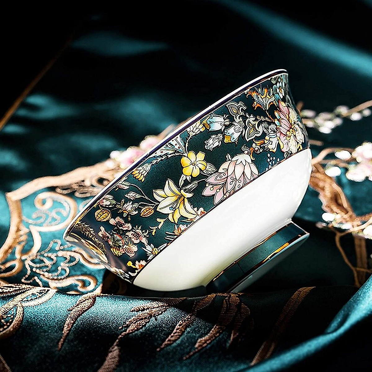 Porcelain Plate and Bowl Set,Dinnerware Set for Home or Special Restaurant, Ceramics Dinner Set, 52 Pieces Porcelain Dinnerware Sets | Bone China Soup Pot and Enamel Cereals Bowls - High-end Wedding