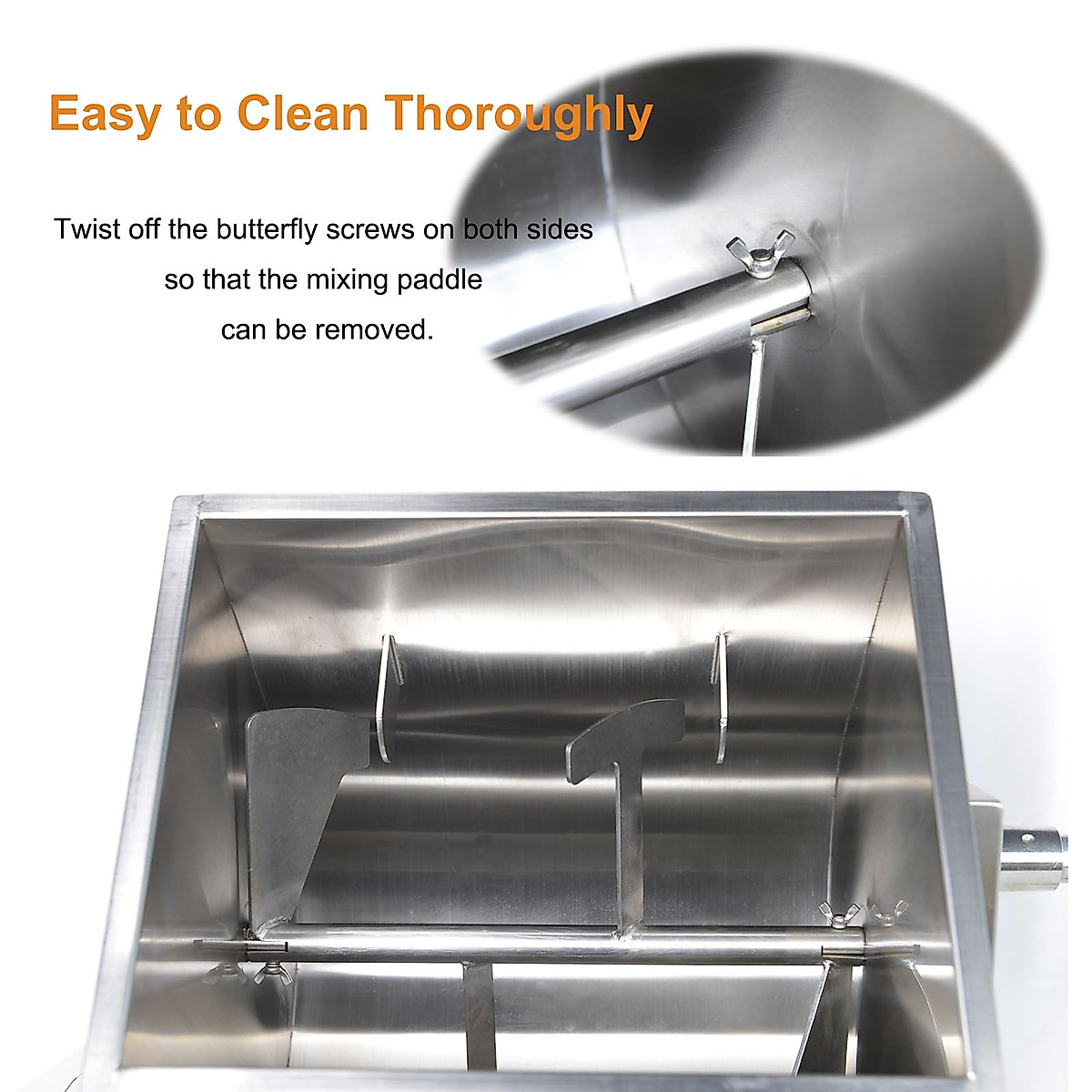 Hakka 45lb/22.5L Manual Meat Mixer, Stainless Steel 30L Tilt Tank Meat Mixer for Sausage (Mixing Max.45lb/22.5L for Meat)