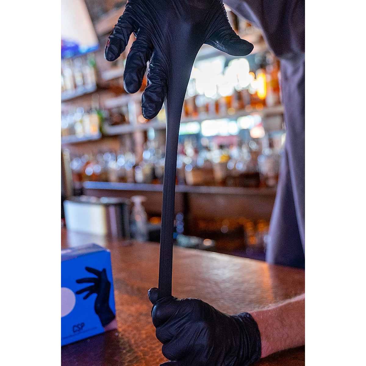 CLEAN SPACE PROJECT Nitrile Gloves, Extra Thick 5.5 Mil, Disposable, Powder Free, Latex Free (Black - Large, Box of 100)