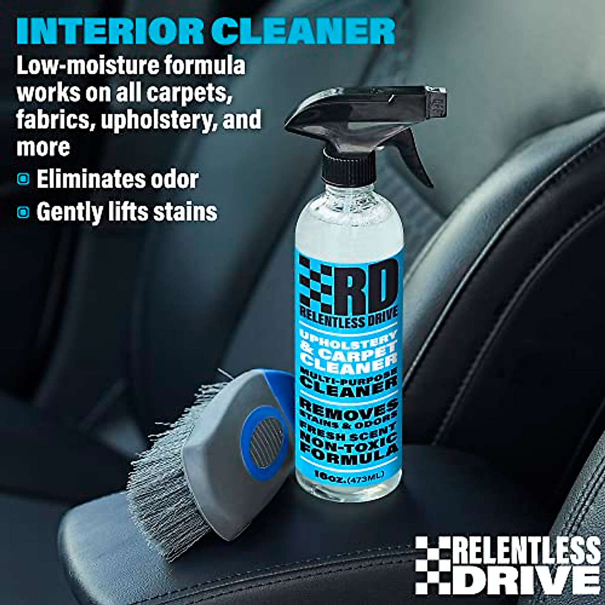 Relentless Drive Car Upholstery Cleaner Kit - Car Seat Cleaner & Car Carpet Cleaner - Works Great on Stains, Keep Car Interior Smelling Fresh - Car Interior Cleaner