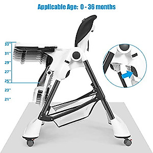 INFANS High Chair with One-Hand Removable Tray, 4 Lockable Wheels & Large Storage Basket - Multi-Adjustable Height, Recline & Footrest, Removable Cushion, Foldable for Baby, Infant& Toddler, Grey