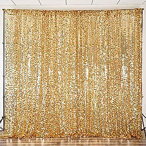 BalsaCircle 20 feet x 10 feet Gold Big Payette Sequin Backdrop Drapes Curtains - Wedding Ceremony Party Photo Booth Home Windows