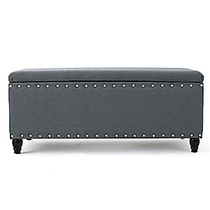 Christopher Knight Home Tatiana Fabric Storage Ottoman, Charcoal