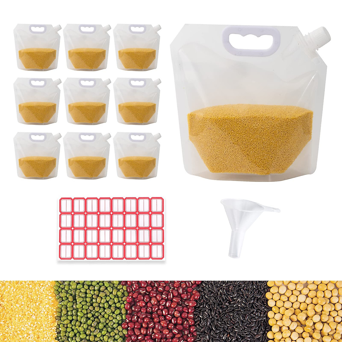 Cereal Rice Storage Bag, Thickened 10PCS - Airtight Food Storage Containers with Lids Moisture Resistant Home Essentials. Kitchen Organization for Grain, Flour, Barley, Beer, Juice