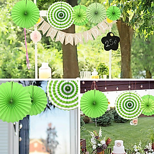 GOSHUN 6 Pieces Hanging Paper Fans Paper Fans Decoration for Wedding Retirement Graduation Birthday Party Engagement Bridal Party Hangings Decorations(UZS/Green)