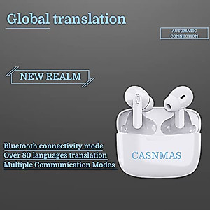 LptesoAABBCC Translator Device Smart Voice Translator Earbuds, 84 Language Translator Wireless Bluetooth Instant Voice Translation Device with APP, Translator Earphone for Business Travel Learning
