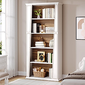 Tribesigns 70.9" Tall White Bookcase, 5-Tier Wood Bookshelf with Storage Shelves, Modern Free-Standing Library Book Shelving Unit for Living Room, Home Office (1)
