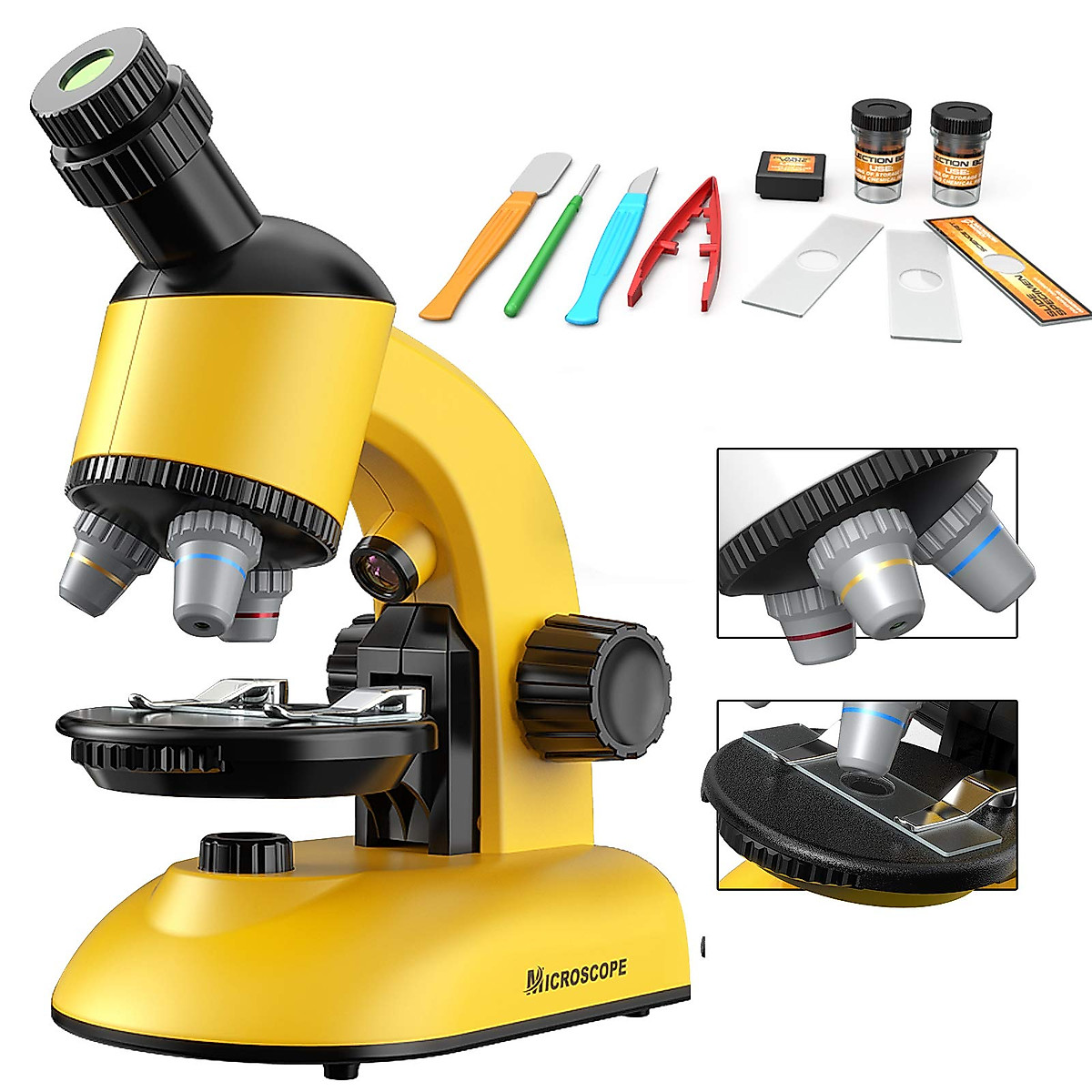 Microscope for Kids, Microscope Kit LED 40X-1200X Magnification Kids Science Toys, Microscope Slides with Specimens for Kids,Students Microscope STEM Kit
