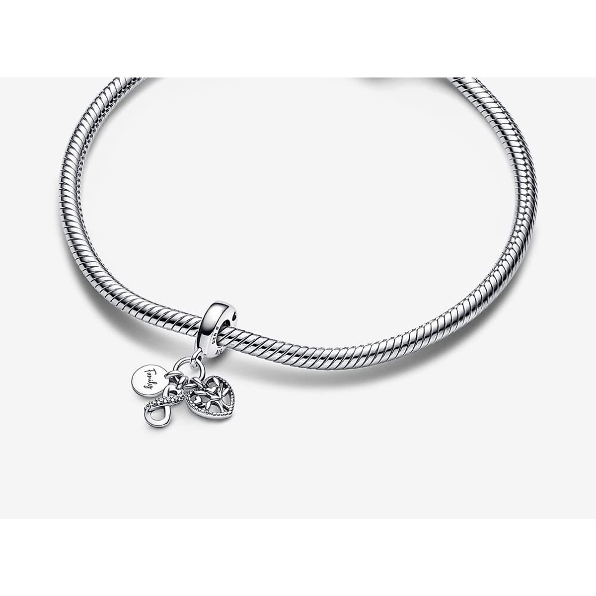 Meteor Crush Family Love Forever Tree Cubic Zirconia Charm in Sterling Silver ，Heart Beads Perfect Mom Charms Birthday Christmas Jewelry Gifts Women