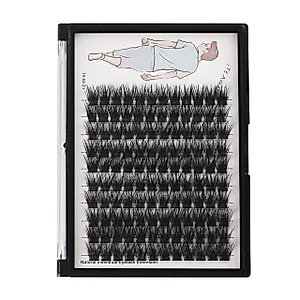 Dedila Large Tray-Grafted Wide Stem Individual False Eyelashes Thick Base 120 Clusters D Curl Natural Long Volume Eye Lashes Extensions Dramatic Look 8-20mm Available (16mm)