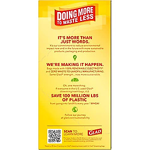 Glad ForceFlexPlus with Clorox Tall Trash Bags, 13 Gal, Lemon Fresh Bleach, 34 Ct, Pack May Vary