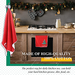 4 Pieces Christmas Kitchen Dishtowel Microfiber Peppermint Candy Dishtowel Large Holiday Kitchen Towels Xmas Tree Merry Christmas Hand Towel for Kitchen Decoration, 15.7 x 23.6 Inches (Adorable Style)
