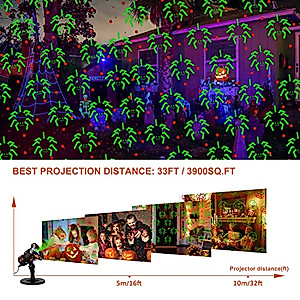 Halloween Projector Lights Outdoor Waterproof,Halloween Laser Lights with Remote Control,Halloween Decorations LED Lights with 8 Patterns for Patio, Garden, Wall,Gate,Halloween Decorations, Party.