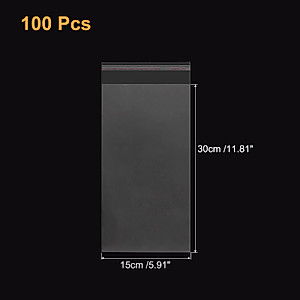 uxcell 100Pcs Clear Cello Bags, 6" x 12" Plastic Self Sealing OPP Cello Treat Bags Cello Poly Bags for Packing Cookies Candy Jewelry Gifts, Clear